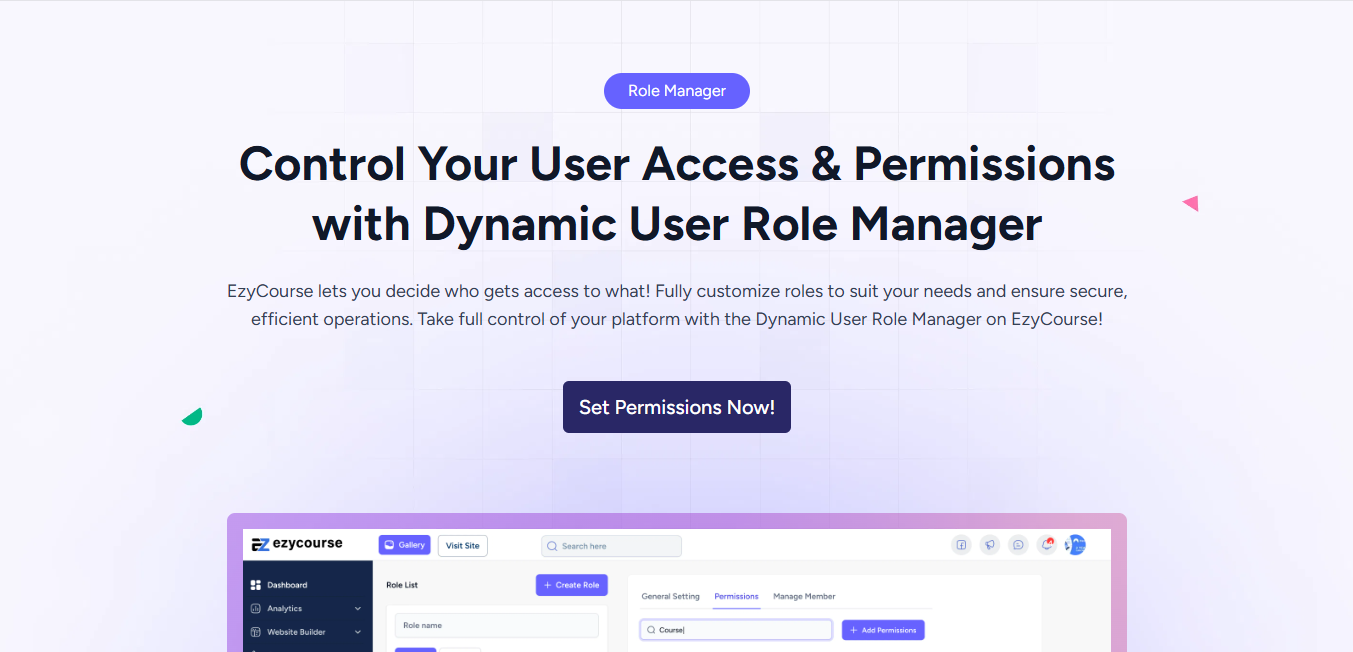 EzyCourse Dynamic User Role Manager